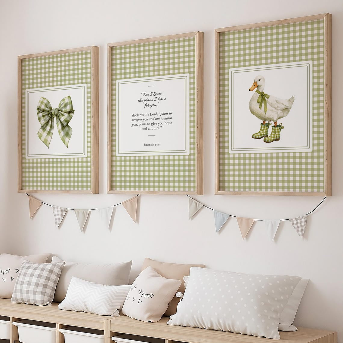 UNFFRAMED Sage Green Nursery Wall Art Set Jeremiah 29,11 Scripture ...