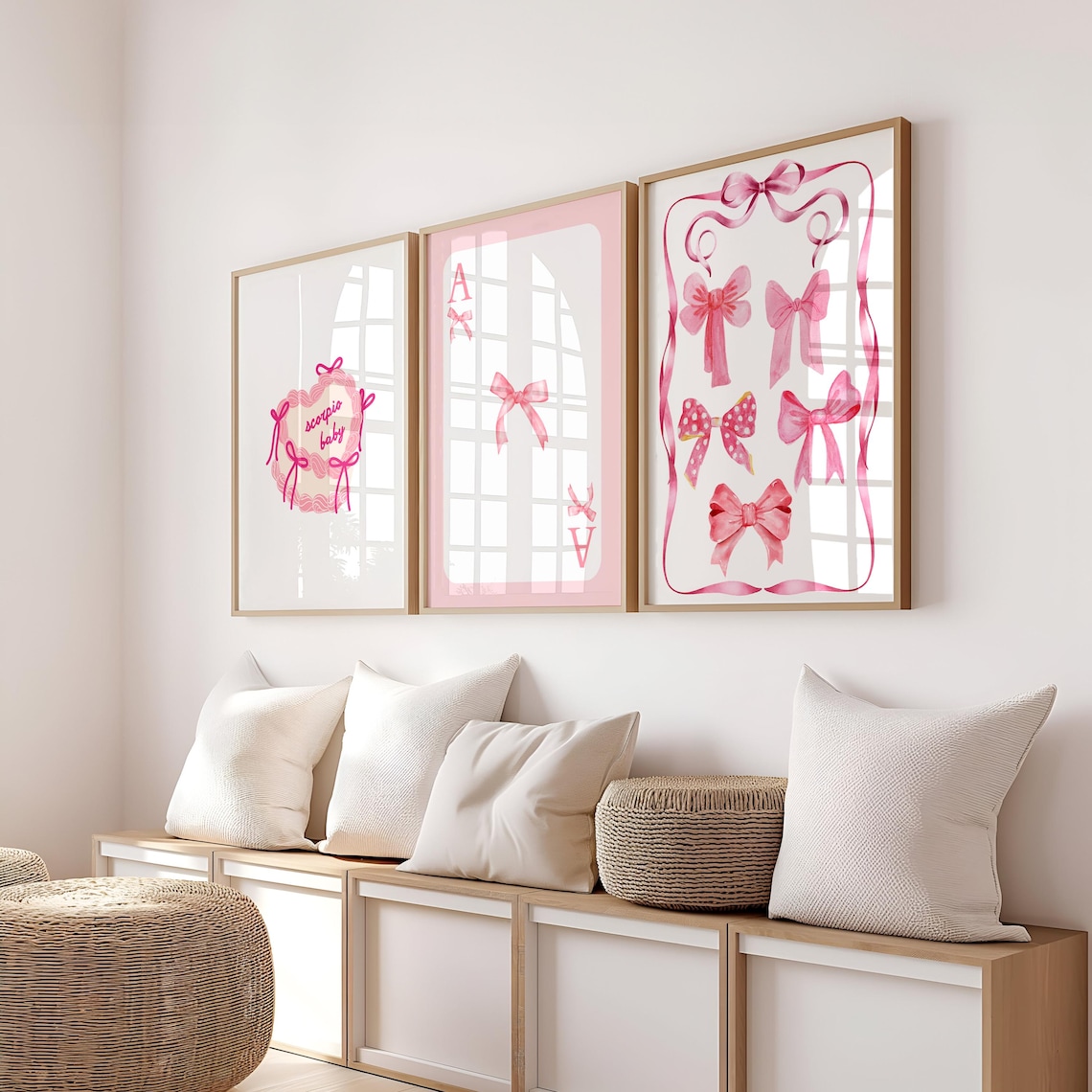 UNFFRAMED Scorpio Print, Set Of 3 Girly Print, Trendy Bow Wall Art ...