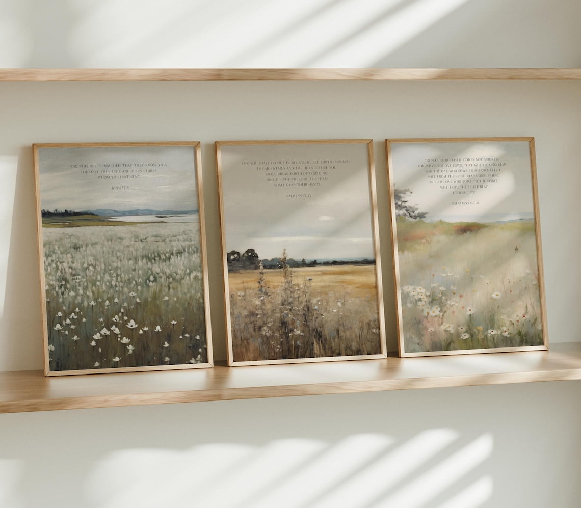 UNFFRAMED Scripture Christian Art Prints Set Of 3 Printed Scripture ...
