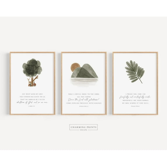 UNFFRAMED Scripture Christian Nursery Art Prints Set Of 3 Printed ...