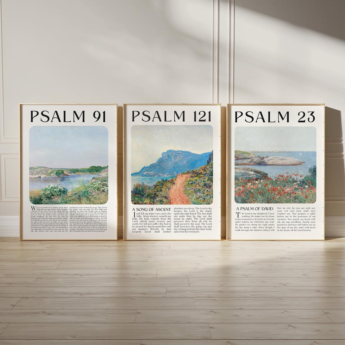 UNFFRAMED Scripture Set Of 3 Bible Verses From Psalm 23 Psalm 91 Psalm ...
