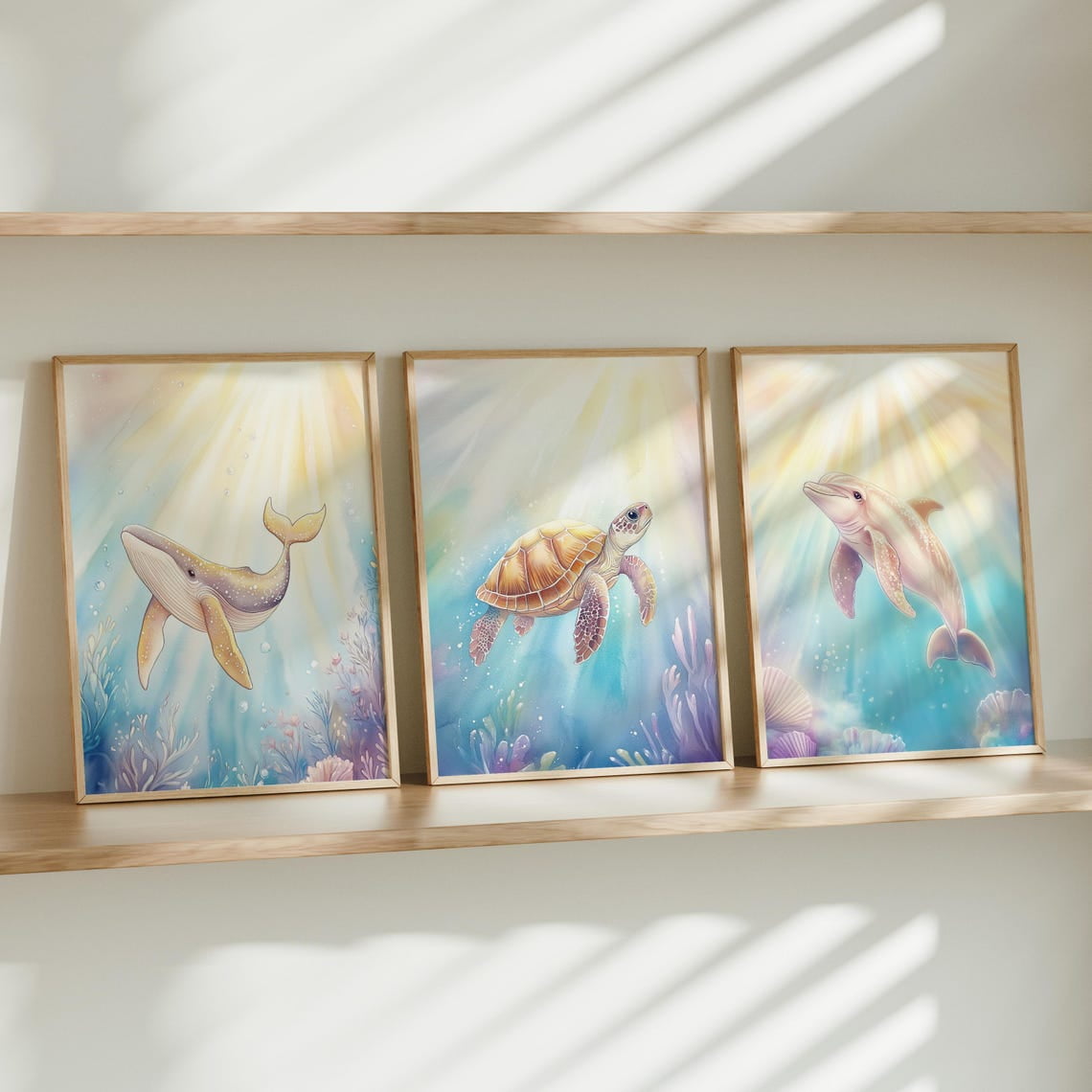 UNFFRAMED Sea Creatures Wall Art, Ocean Themed Nursery Decor, Room ...