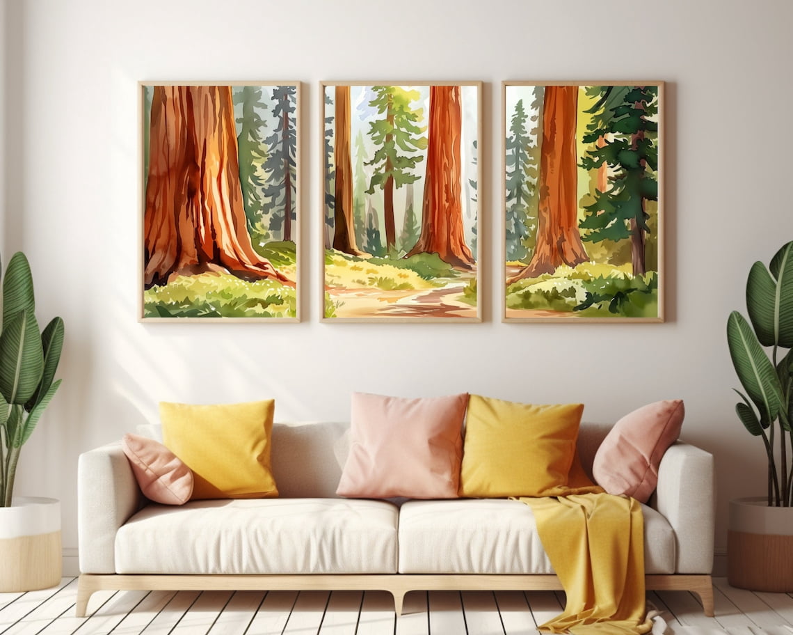 UNFFRAMED Sequoia National Park Poster Set Of 3, California Redwood ...