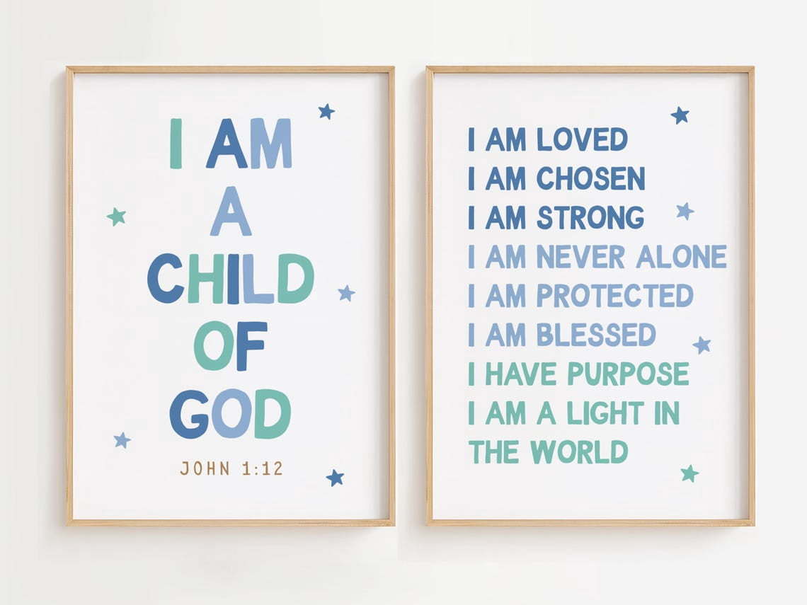UNFFRAMED Set Of 2 I Am A Child Of God Poster Bible Affirmation For ...