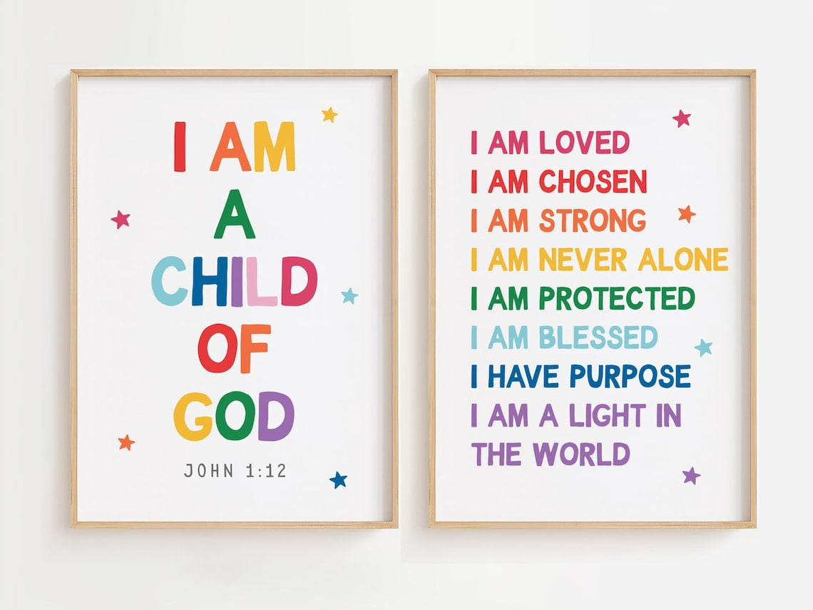 UNFFRAMED Set Of 2 I Am A Child Of God Poster Bible Affirmation For ...