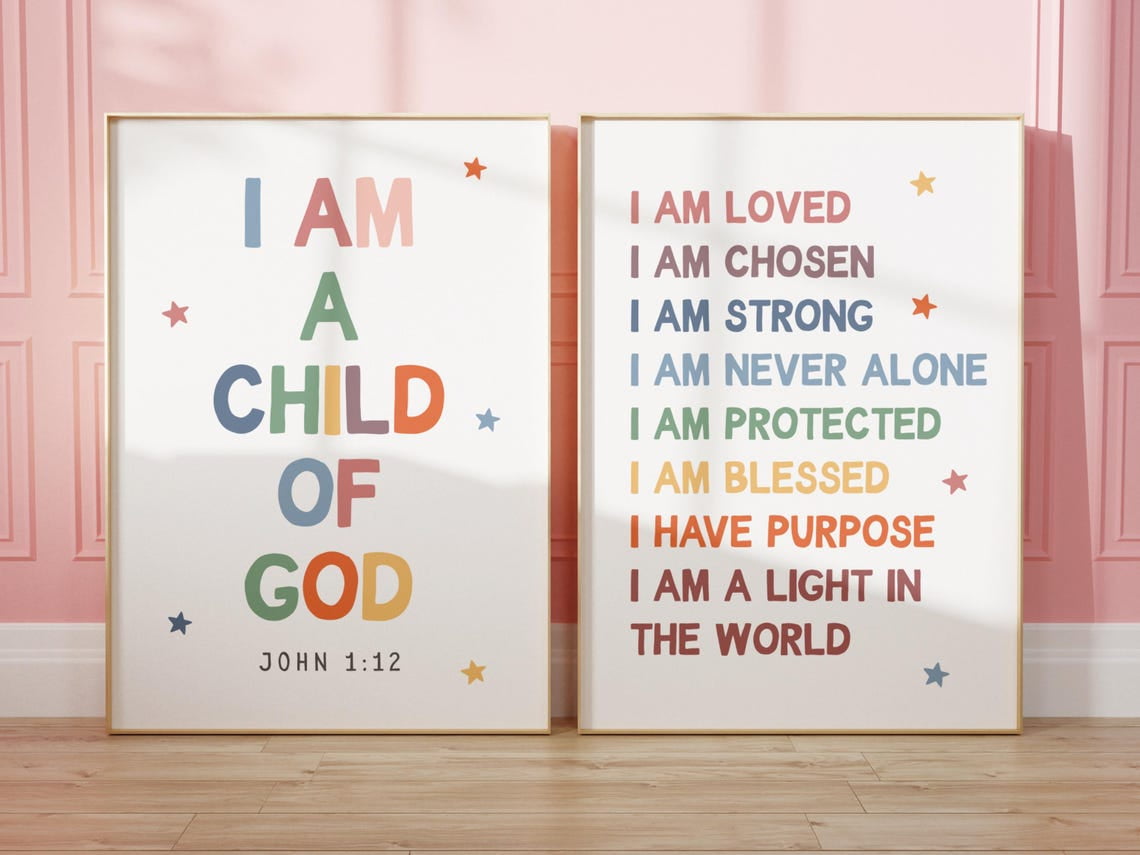 UNFFRAMED Set Of 2 I Am A Child Of God Poster Bible Affirmation For ...