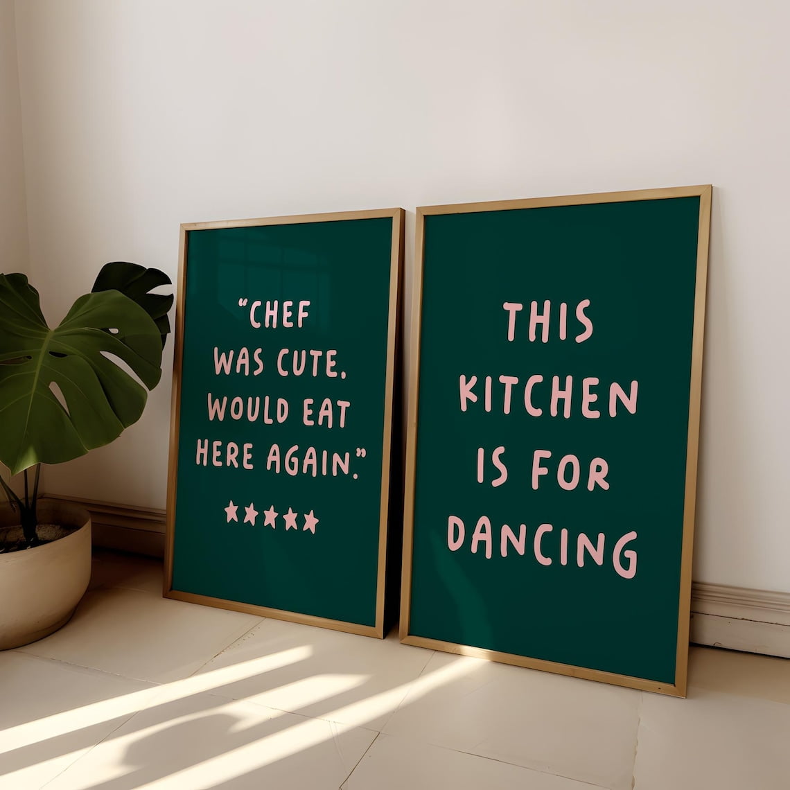 UNFFRAMED Set Of 2 Kitchen Posters, Chef Was Cute Would Eat Here Again ...