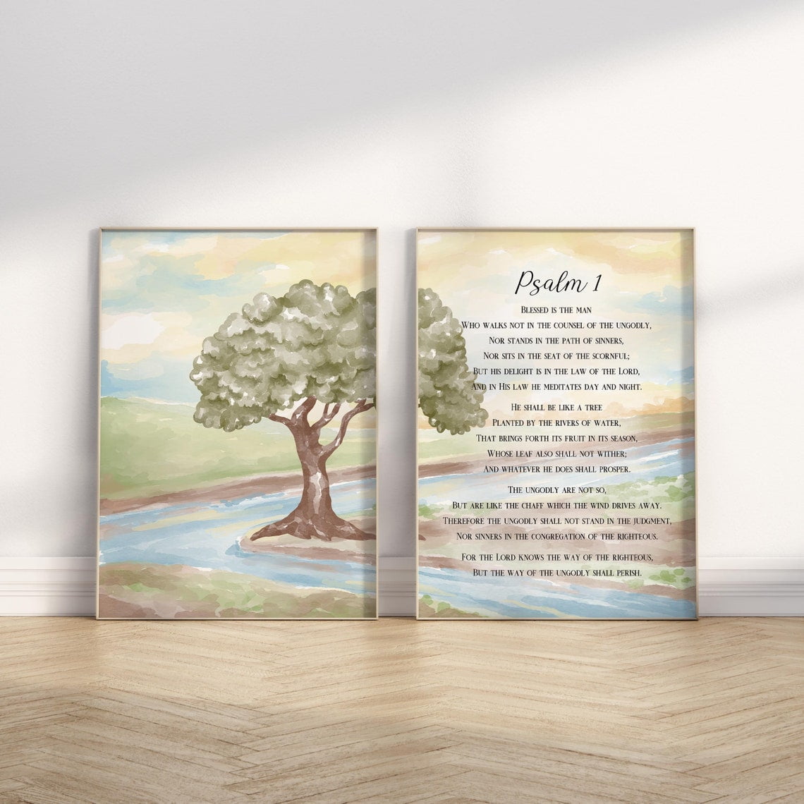 UNFFRAMED Set Of 2 Psalm 1 He Shall Be Like A Tree Bible Verse ...