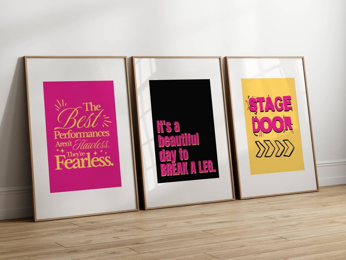 UNFFRAMED Set Of 3 Theatre Posters, Three Piece Wall Art, Drama ...