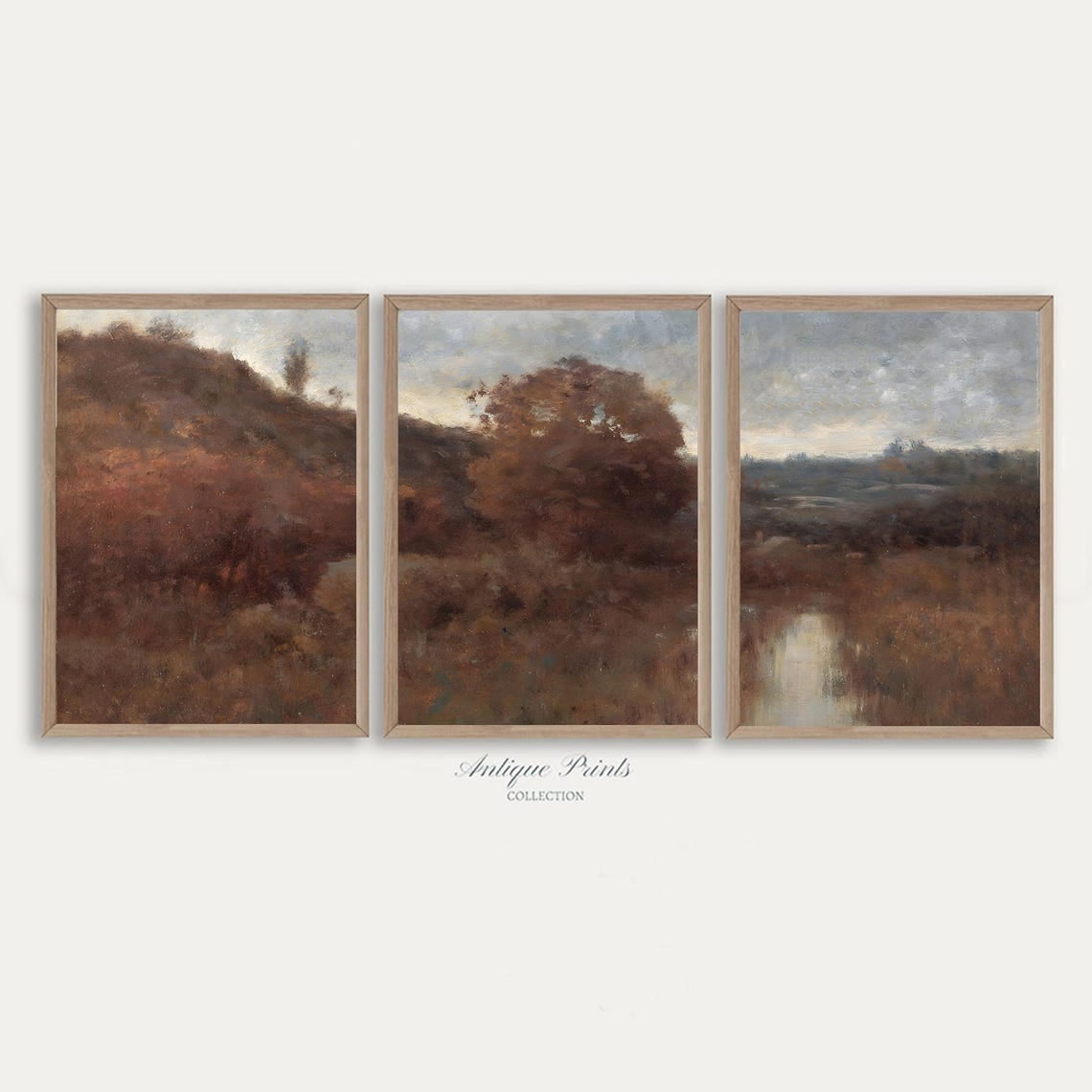 UNFFRAMED Set Autumn Countryside, Vintage Fall 3 Pieces Wall Art ...