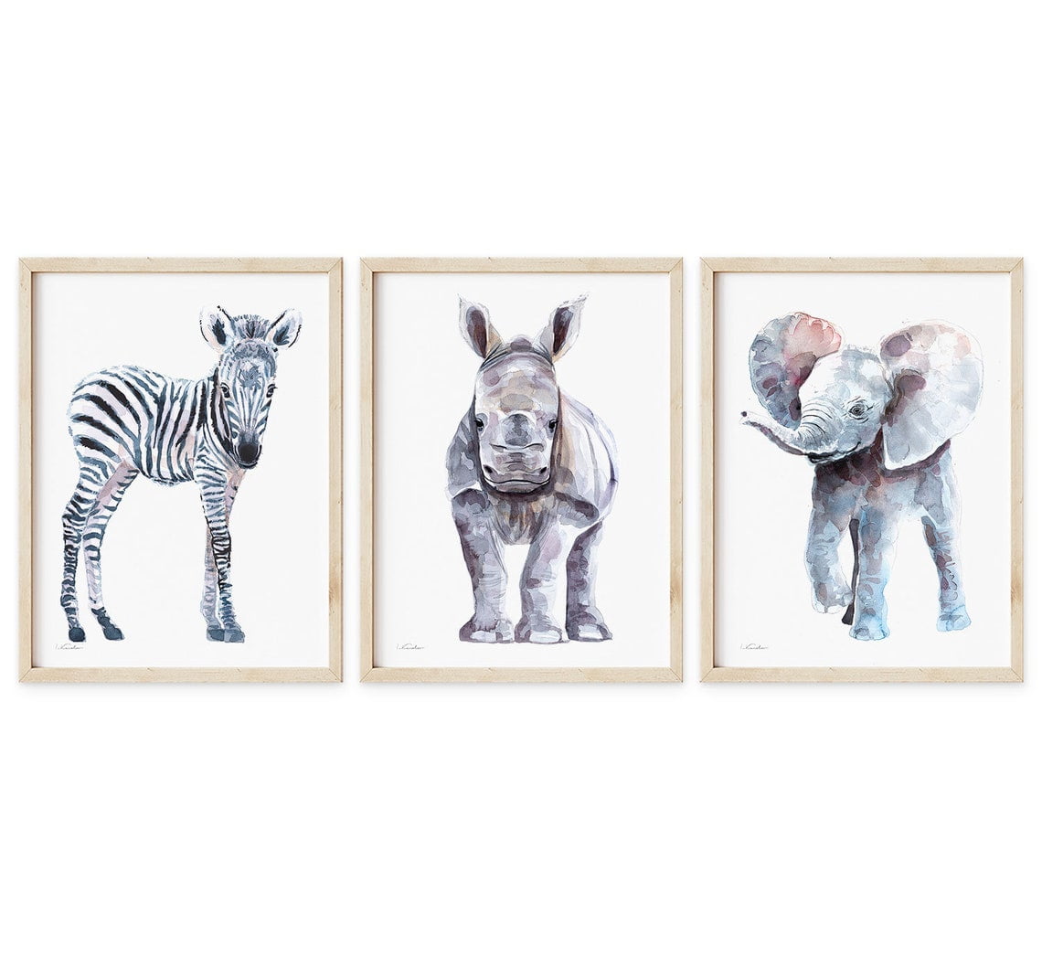 UNFFRAMED Set Baby Animal Posters, Baby Room Decor, Zebra, Elephant ...