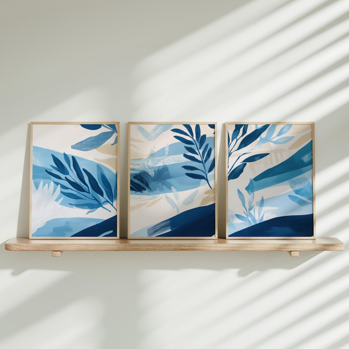 UNFFRAMED Set Bright Blue Posters, Modern Abstract Wall Art, Art For ...