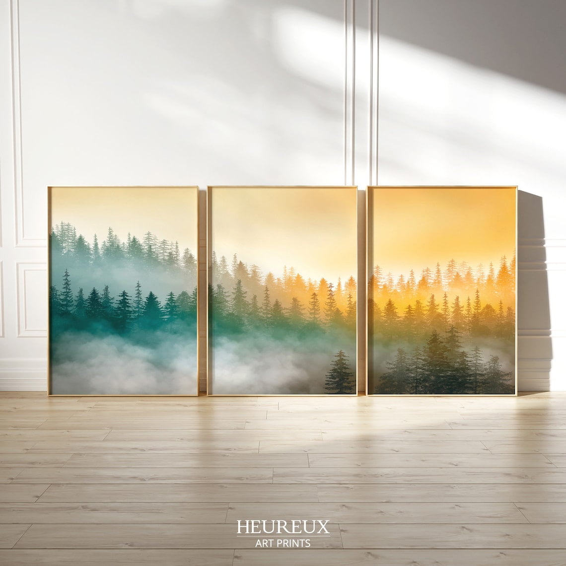 UNFFRAMED Set Foggy Forest Wall Art Posters, Mountain, Colorful Wall ...