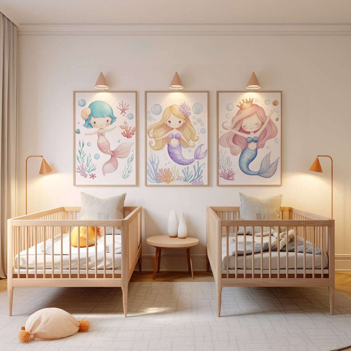 UNFFRAMED Set Mermaid Nursery Art Posters, Mermaid Wall Art, Mermaid ...