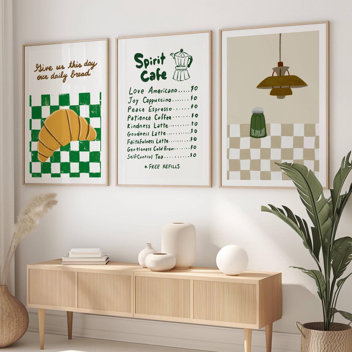 UNFFRAMED Set Of 3 Bundle Trendy Cafe Decor Coffee Bar Modern Christian ...