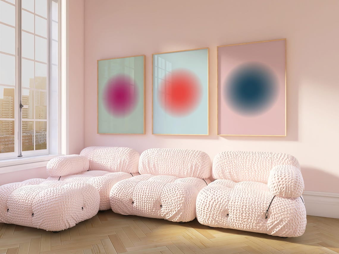 UNFFRAMED Set Of 3 Celestial Aura Wall Art Prints, Dorm Decor Energy ...