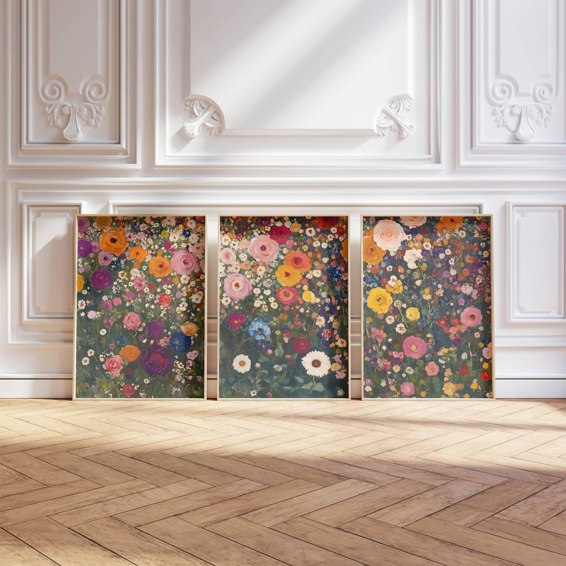 UNFFRAMED Set Of 3 Flower Garden Posters Neutral Floral Landscape ...