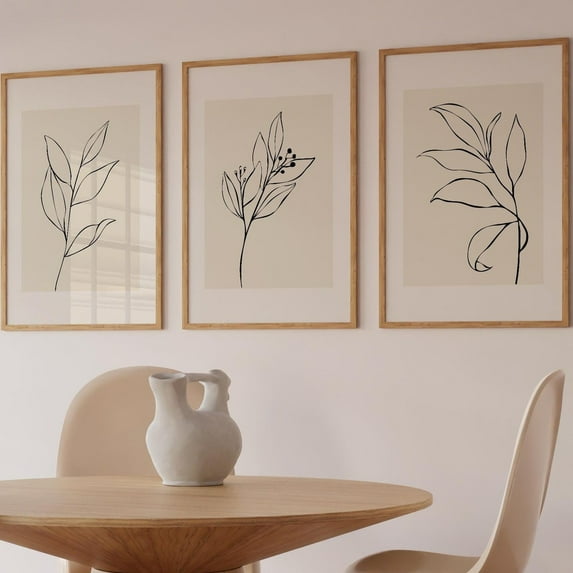 Luvia Set Of 3 Prints - Natural - Botanical Prints - Gallery Wall Set ...