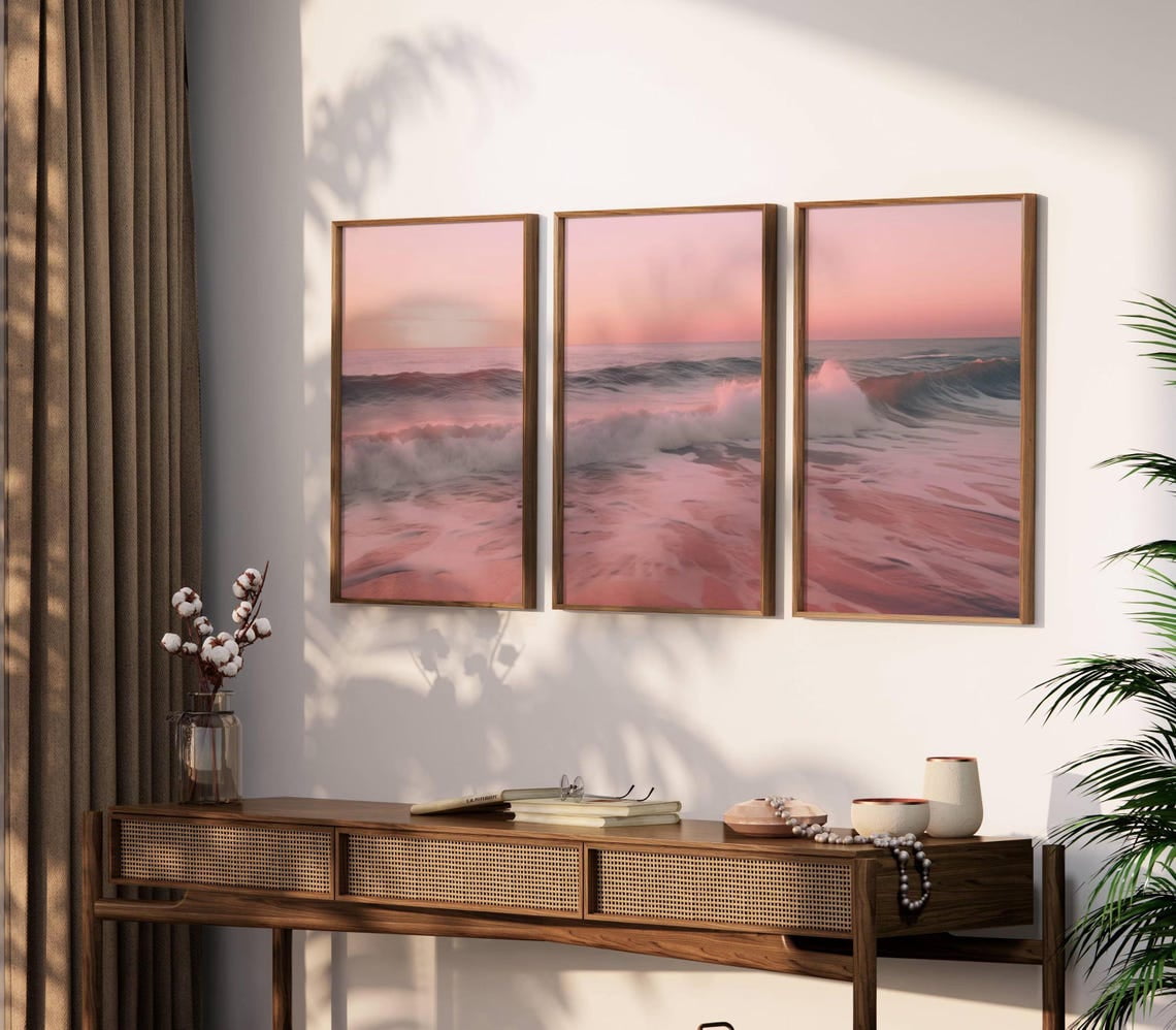 UNFFRAMED Set Of 3 Sunset Posters, Beach Landscape Gallery Wall ...