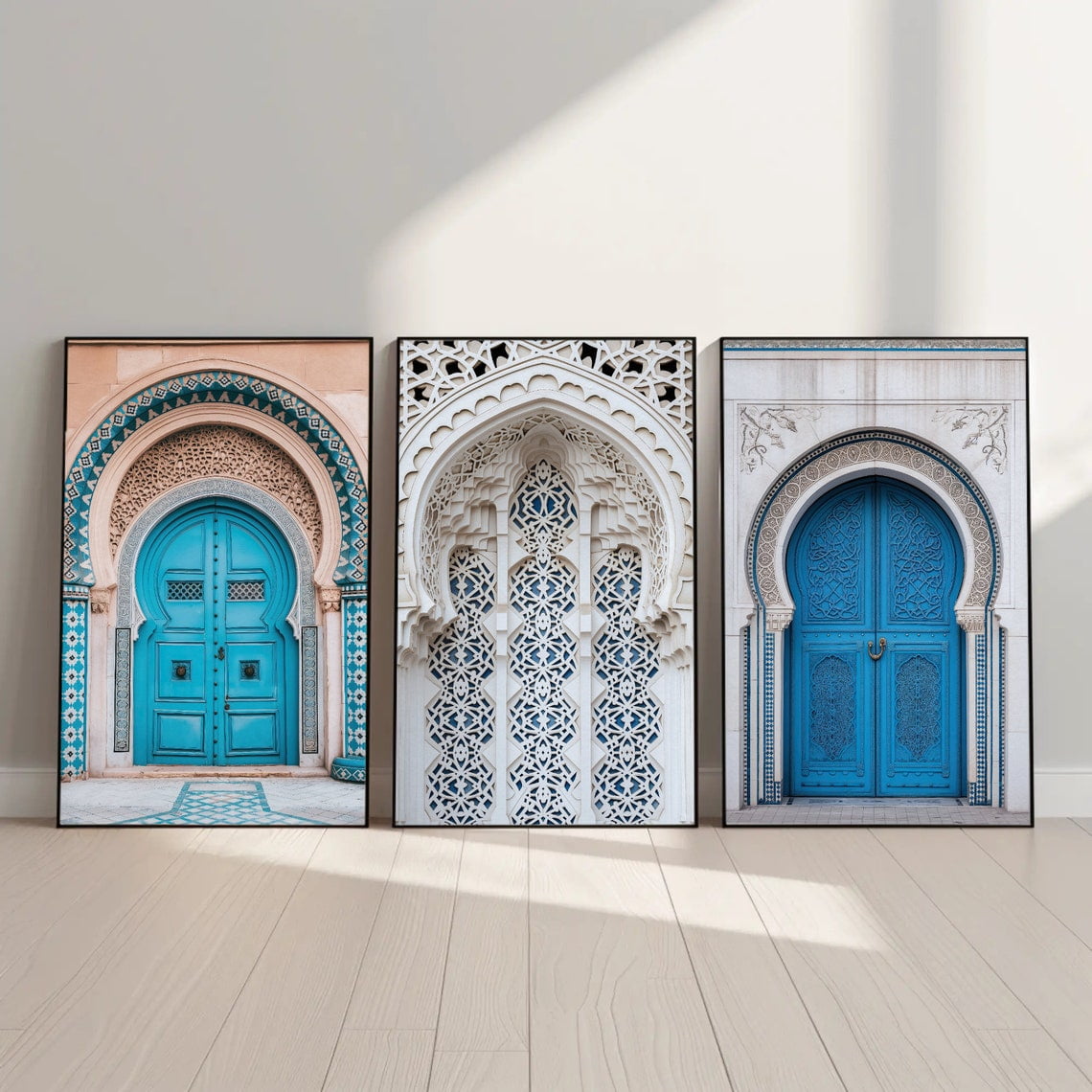 UNFFRAMED Set Of Three Moroccan Wall Art Posters, Moroccan Door Decor ...