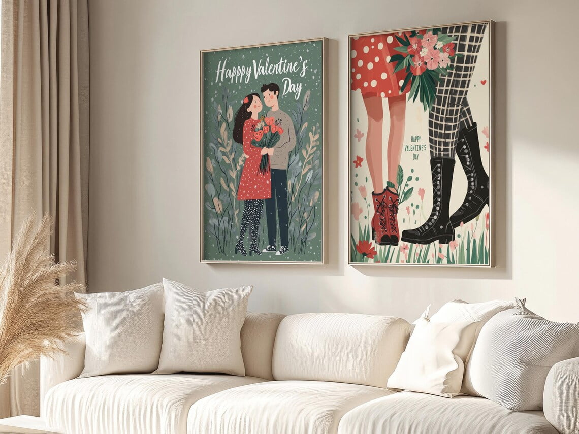 UNFFRAMED Set Of Two Romantic Posters For Valentine'S Day Set 2 Prints ...
