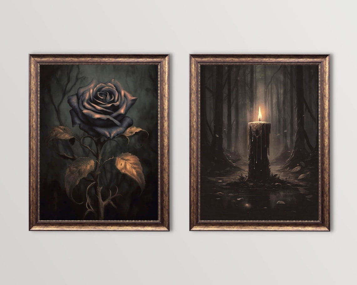 UNFFRAMED Set Of Two Vintage Dark Academia Posters, Dark Cottagecore ...