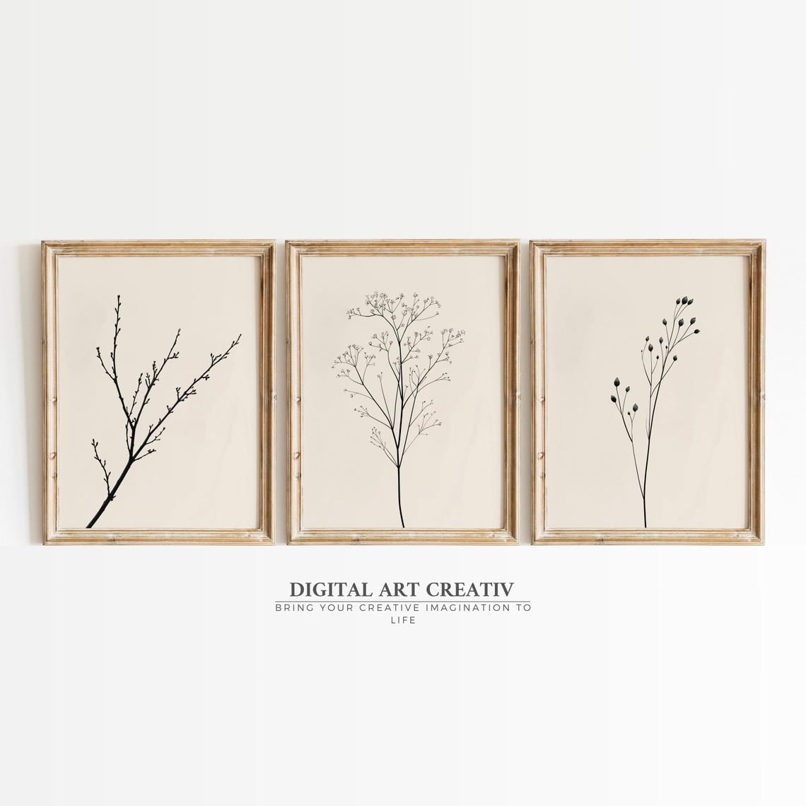 UNFFRAMED Set Vintage Botanical Sketch Posters, Minimalist Gallery Wall ...