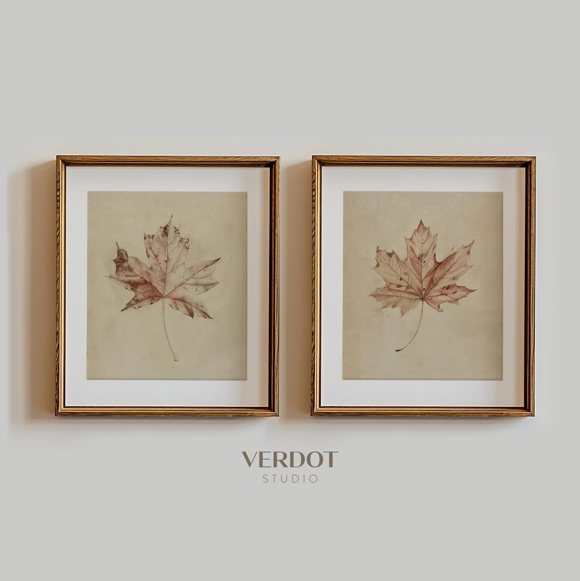 UNFFRAMED Set Vintage Fall Leaf Wall Art, Neutral Rustic Autumn Poster ...