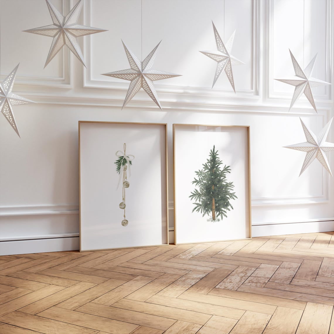 UNFFRAMED Set Winter Holiday Posters, Festive Bells And Winter Holiday ...