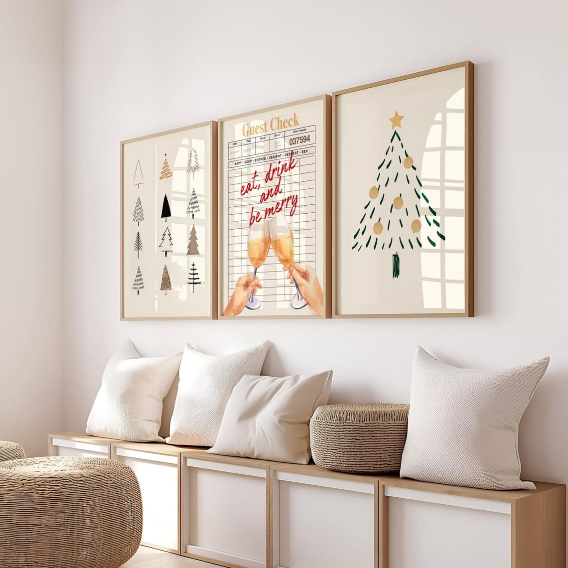 UNFFRAMED Set Winter Holiday Posters, Modern Winter Holiday Wall Art ...