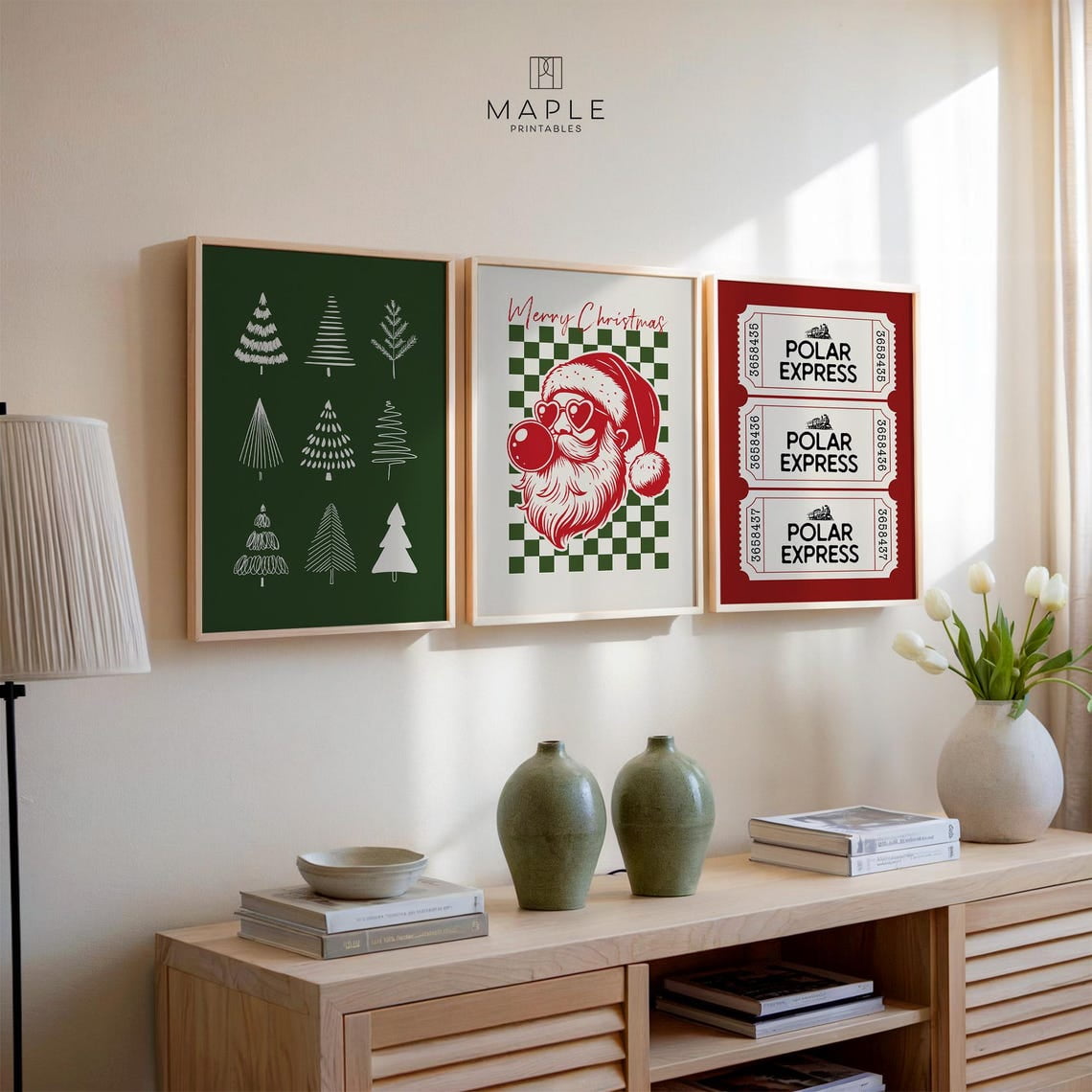 UNFFRAMED Set Winter Holiday Posters, Retro Winter Holiday Wall Art ...