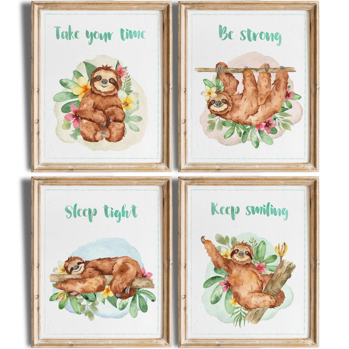 UNFFRAMED Sloth Art Posters Set Set 4 Prints 12x18 - Walmart.com