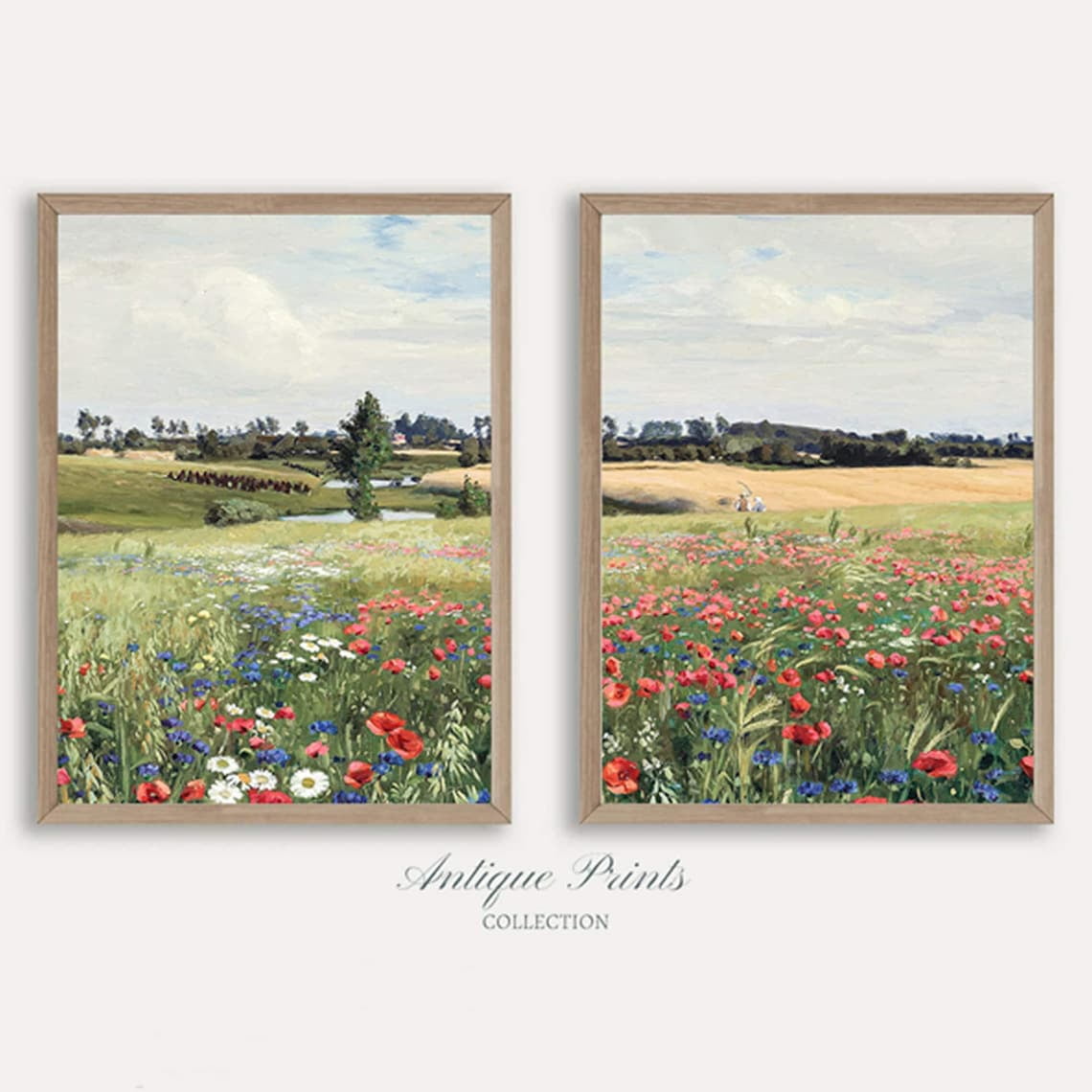 UNFFRAMED Spring Meadow Set Vintage, Antique Country Posters ...