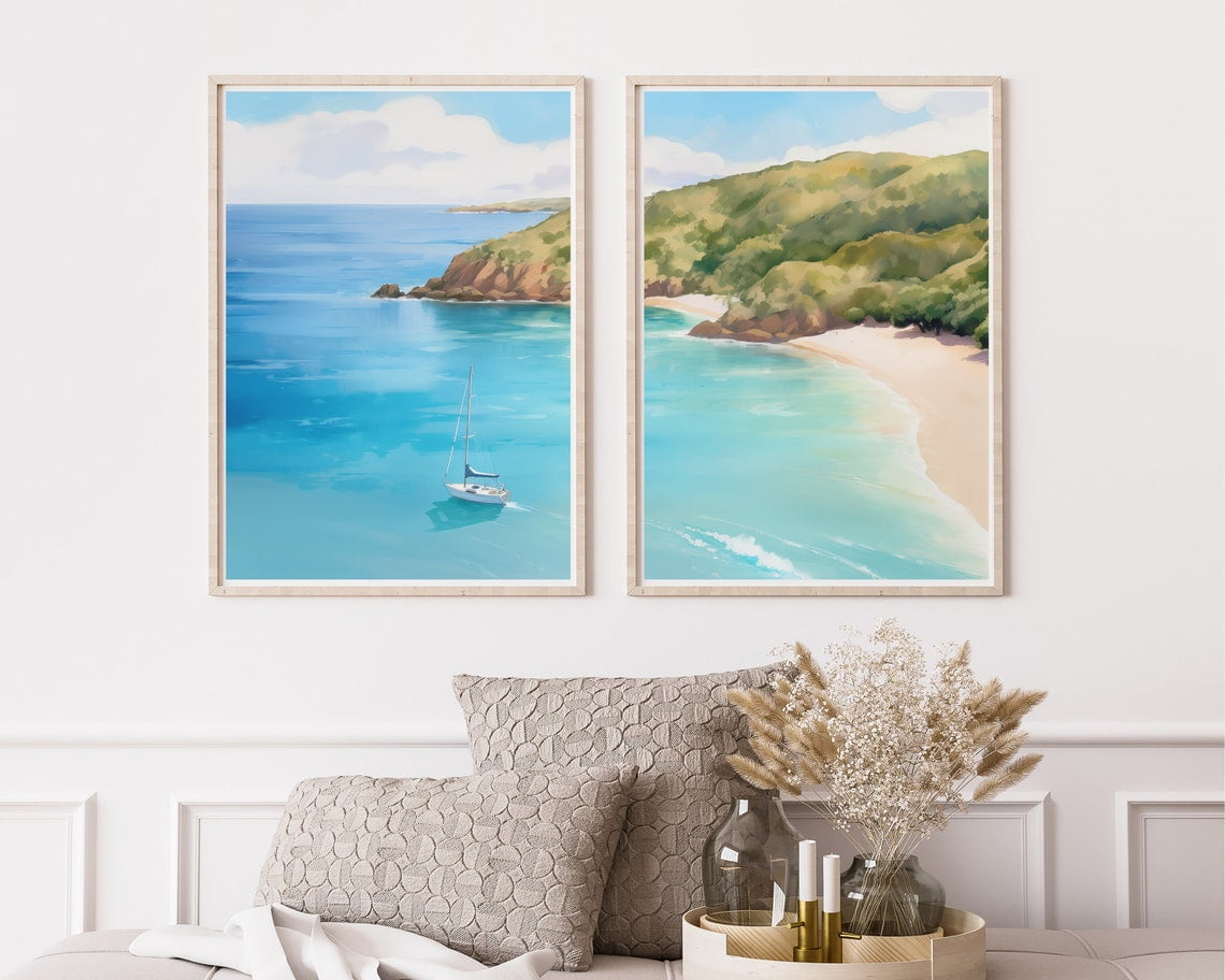 UNFFRAMED St John Poster, Set Of 2, Virgin Islands Coastal Wall Art ...
