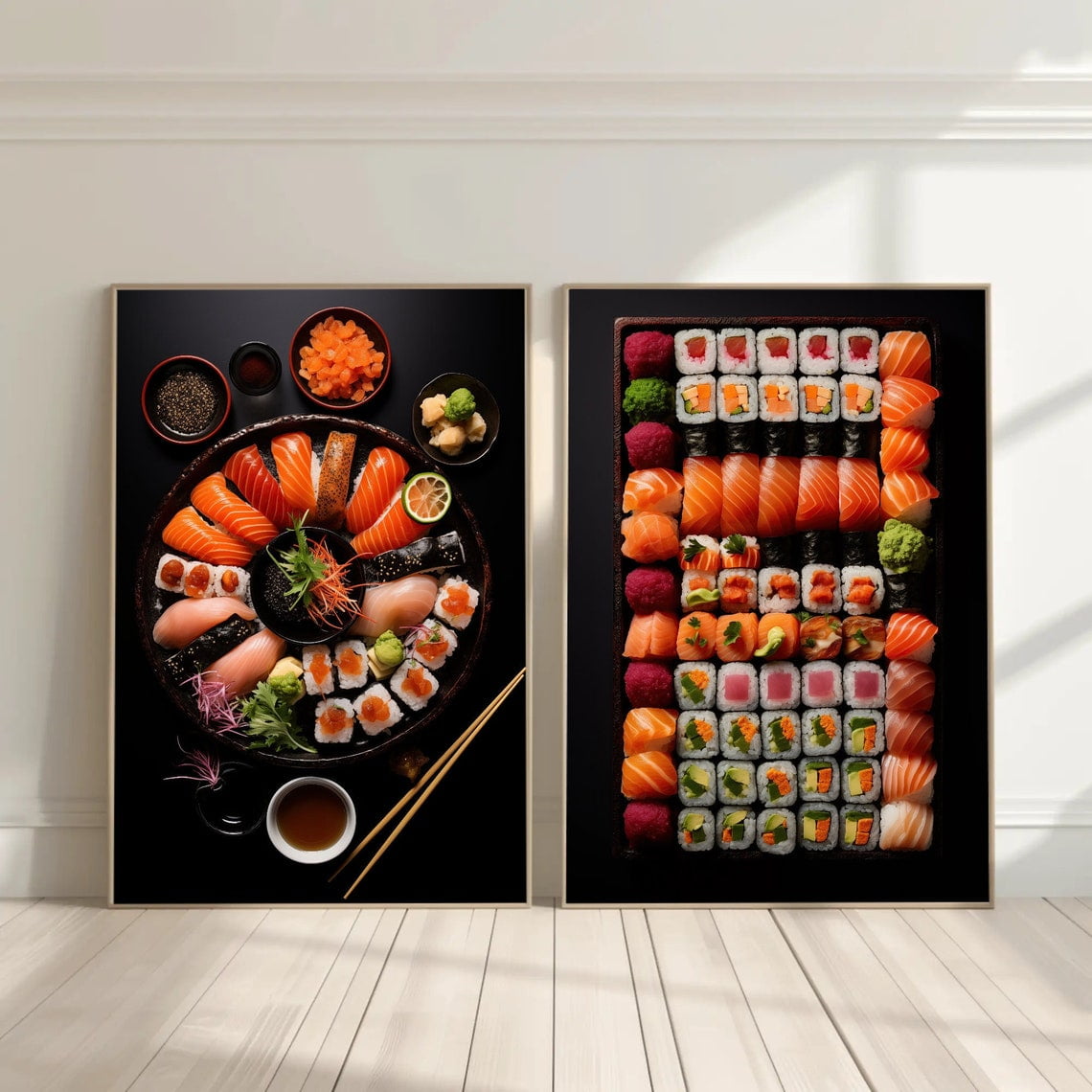 UNFFRAMED Sushi Wall Art Set Of 2, Poster, Modern Asian Kitchen And ...