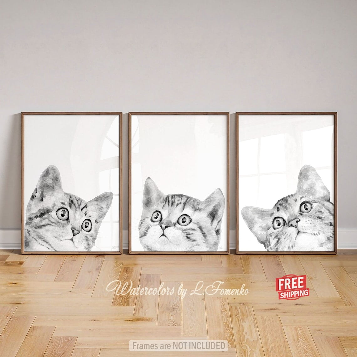 UNFFRAMED Tabby Cat Art Nursery Print Home Decor Wall Art Original ...