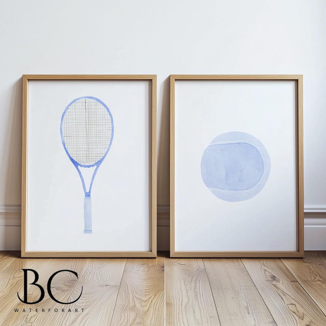 Luvia Tennis Print Set Of 2, Tennis Posters, Tennis Ball And Racket Art ...