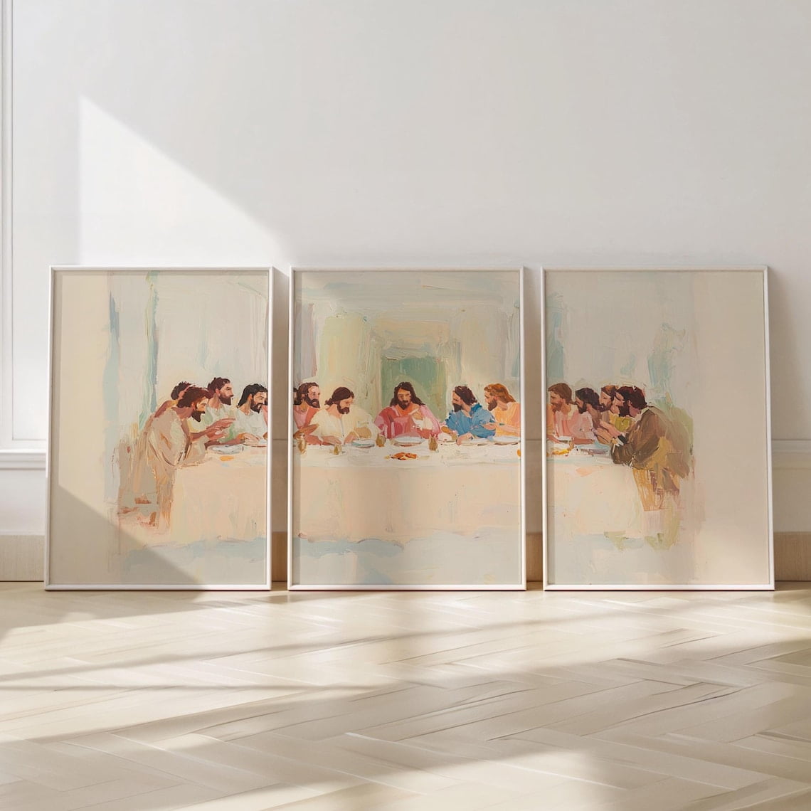 UNFFRAMED The Last Supper Poster Set Of 3: Christian Scripture Wall Art ...