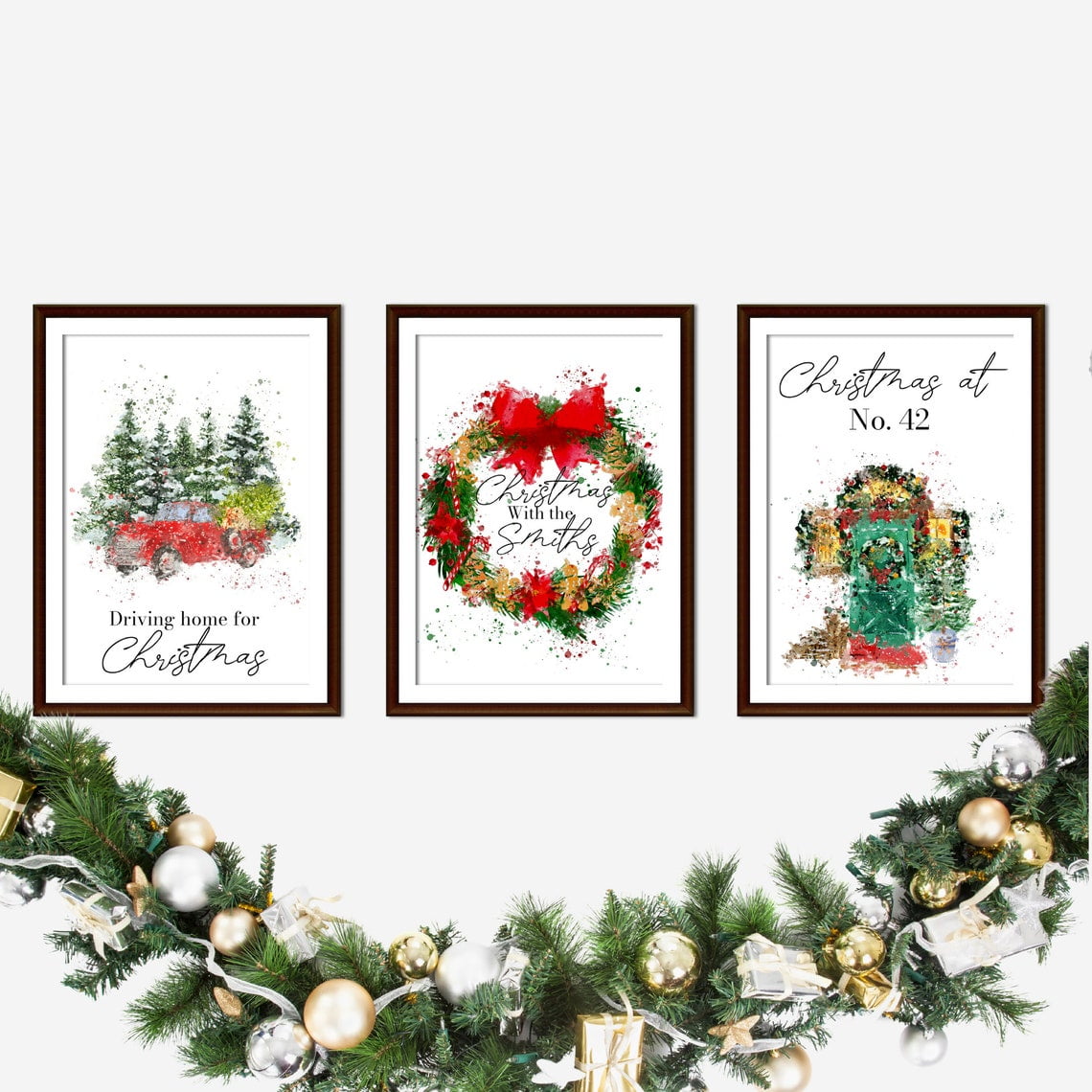 UNFFRAMED Traditional Winter Holiday Poster Set, Holiday Wall Decor ...