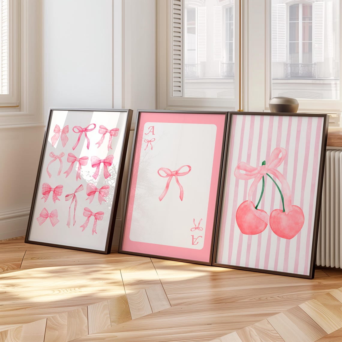 UNFFRAMED Trendy Pink Bows Wall Art Set Of 3, Preppy Poster, College ...