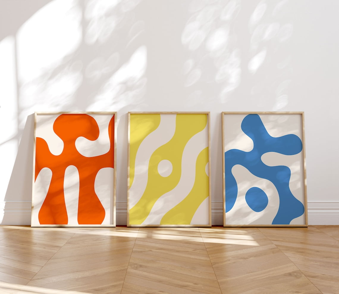 UNFFRAMED Tryptic Wall Art, Modern Abstract Triptych Wall Art, 3 Piece ...