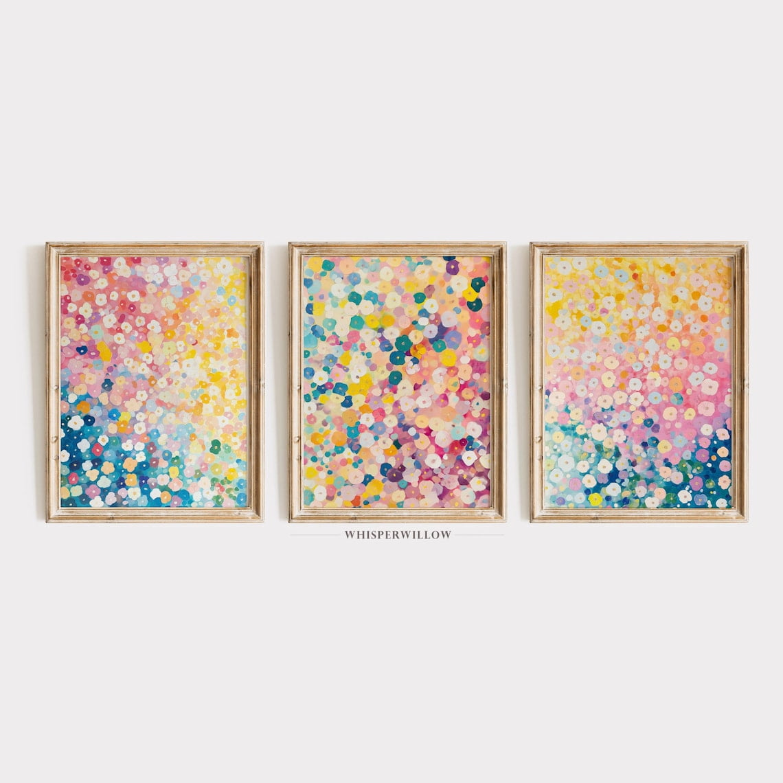 UNFFRAMED Vibrant Multicolor Abstract Floral Set Of Three,, Modern ...