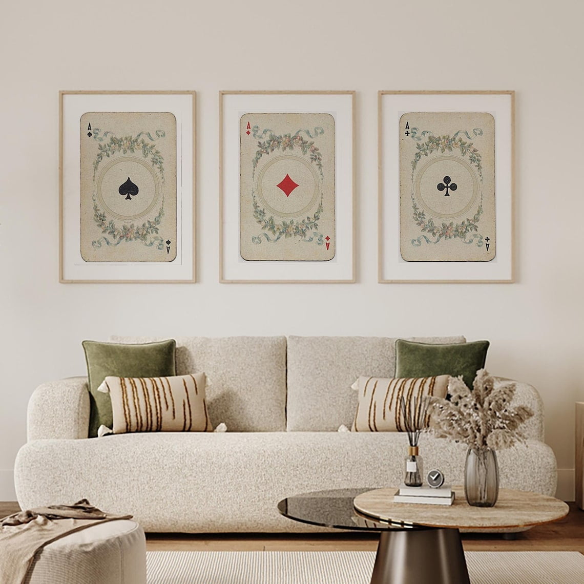 UNFFRAMED Vintage Ace Playing Card Posters, Retro Casino Wall Art Set ...