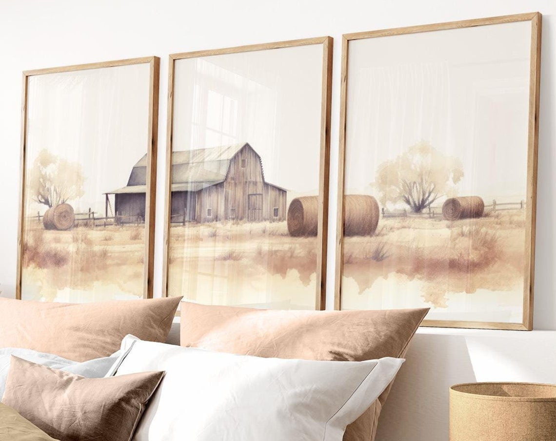 UNFFRAMED Vintage Barn Poster Set Of 3, Rustic Countryhouse Decor ...