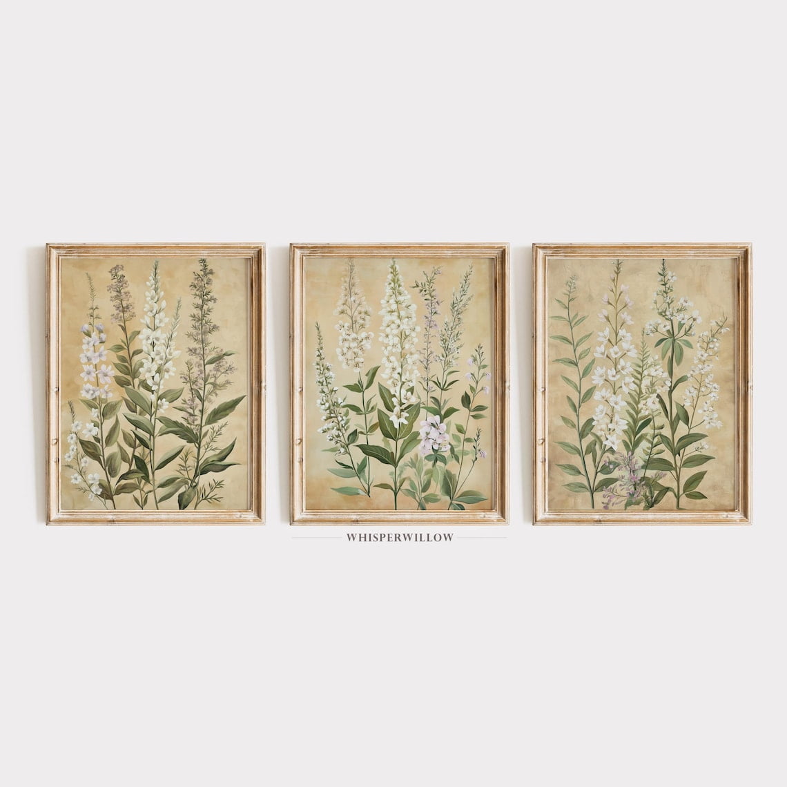 UNFFRAMED Vintage Botanical Muted Greens Set Of Three 3, Able, Elegant ...