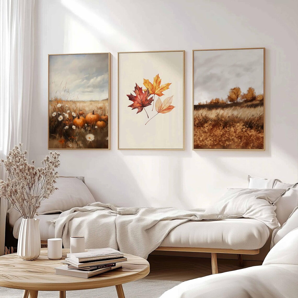 UNFFRAMED Vintage Fall Landscape Art Posters Set Of 3 Fall Autumn ...