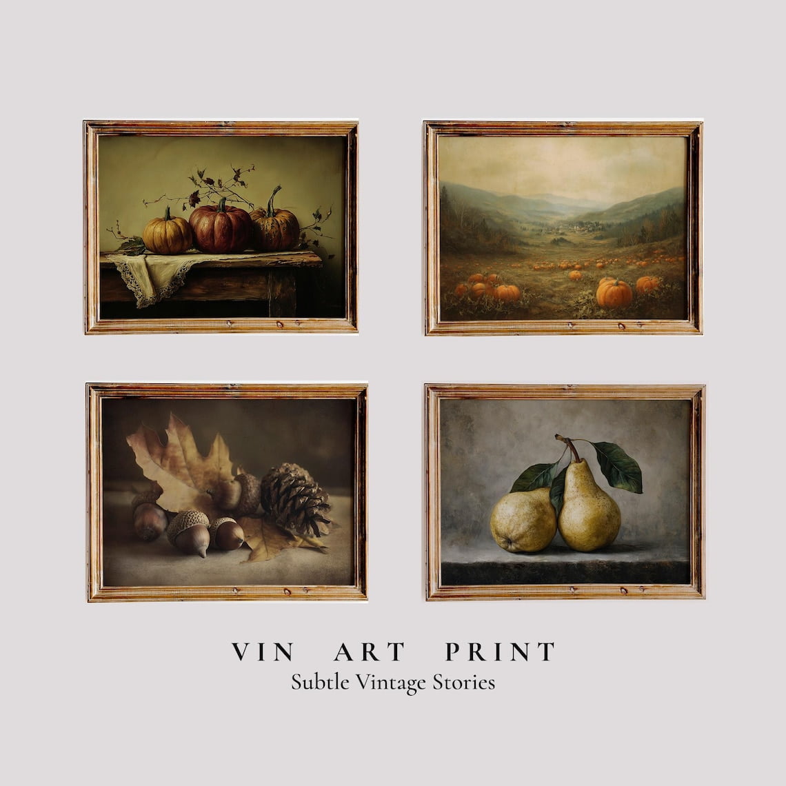UNFFRAMED Vintage Fall Poster Set Of 4, Moody Autumn Art Posters, Fall ...