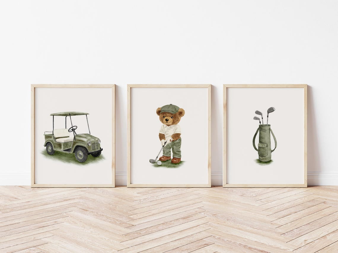 UNFFRAMED Vintage Golf Set Posters, Golf Wall Art, Boys Bedroom Posters ...