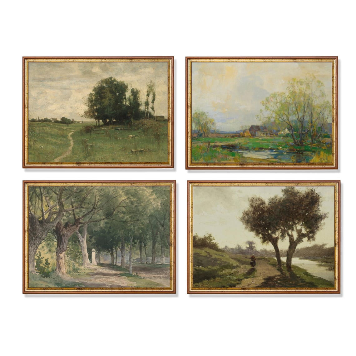 UNFFRAMED Vintage Landscape Poster Set Rustic Farmhouse Wall Art Set 4 ...