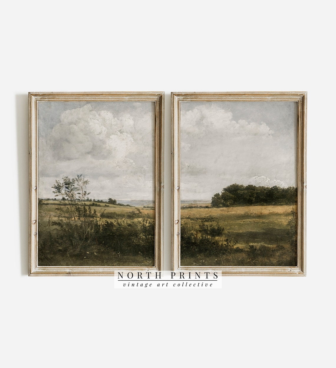 UNFFRAMED Vintage Landscape Sketch Art Posters: Farmhouse Split Panel ...